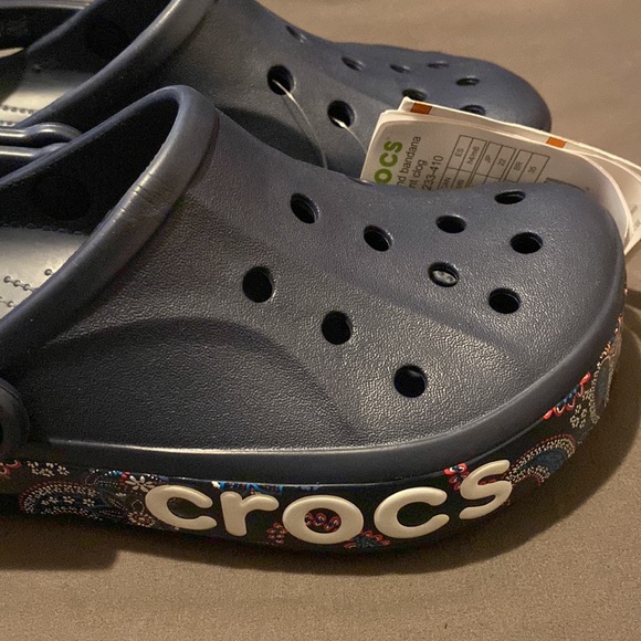 CROCS | Shoes | Crocs Bayaband Navy Bandana Print Clog Nwt | Poshmark